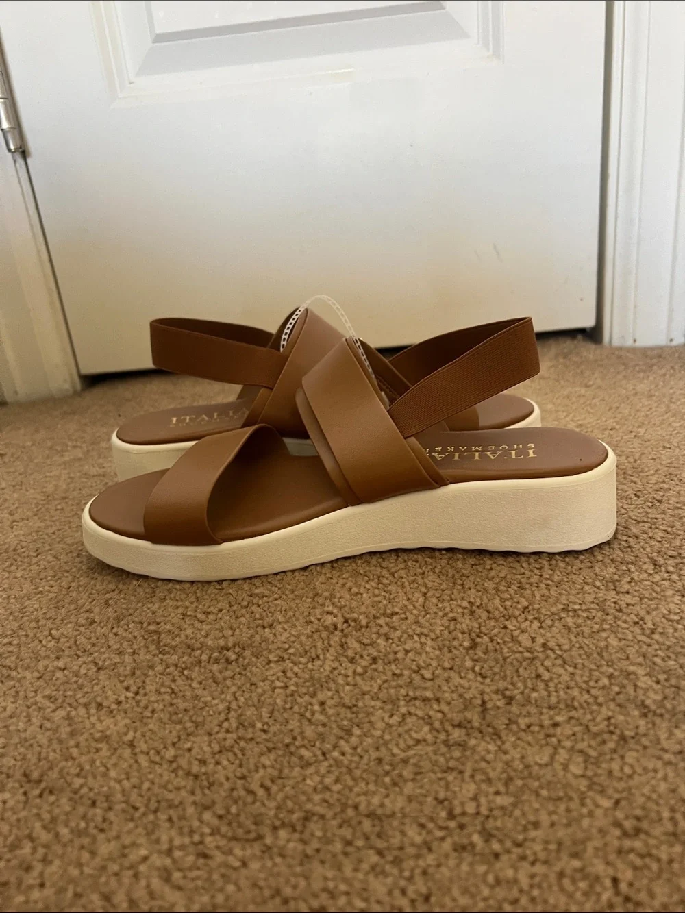 Italina | Shoes | Italina Tan Leather Platform Slingback Sandals | Poshmark